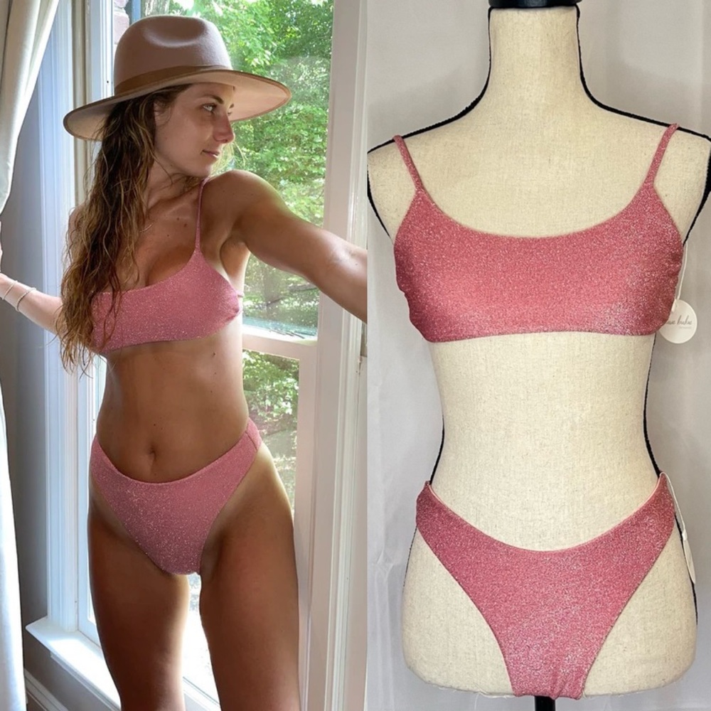 Wave Babe Berry Shimmer Pink Bikini Top & Bottom - Gem